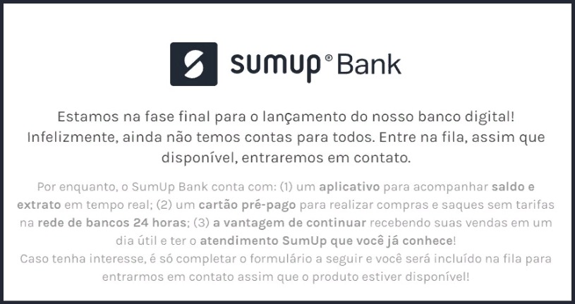 Nova Conta Digital SumUp Bank (Em Breve) | Seja Geek